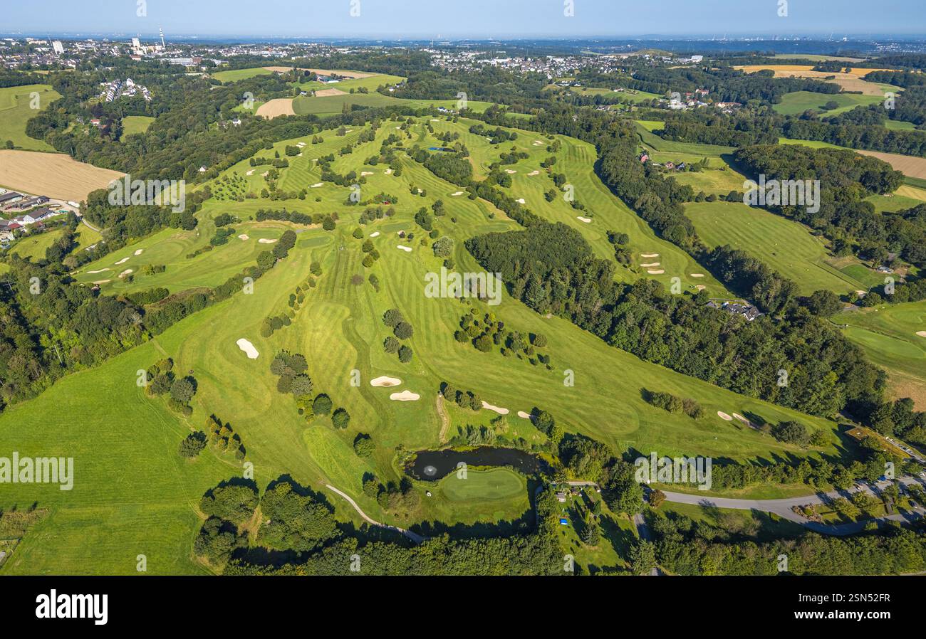 Aerial view, golf course and golf meadow Golfclub Velbert Gut ...