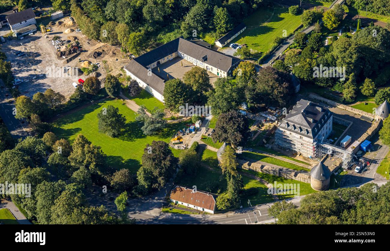 Aerial view, outer bailey and Hardenberg Castle reconstruction and ...