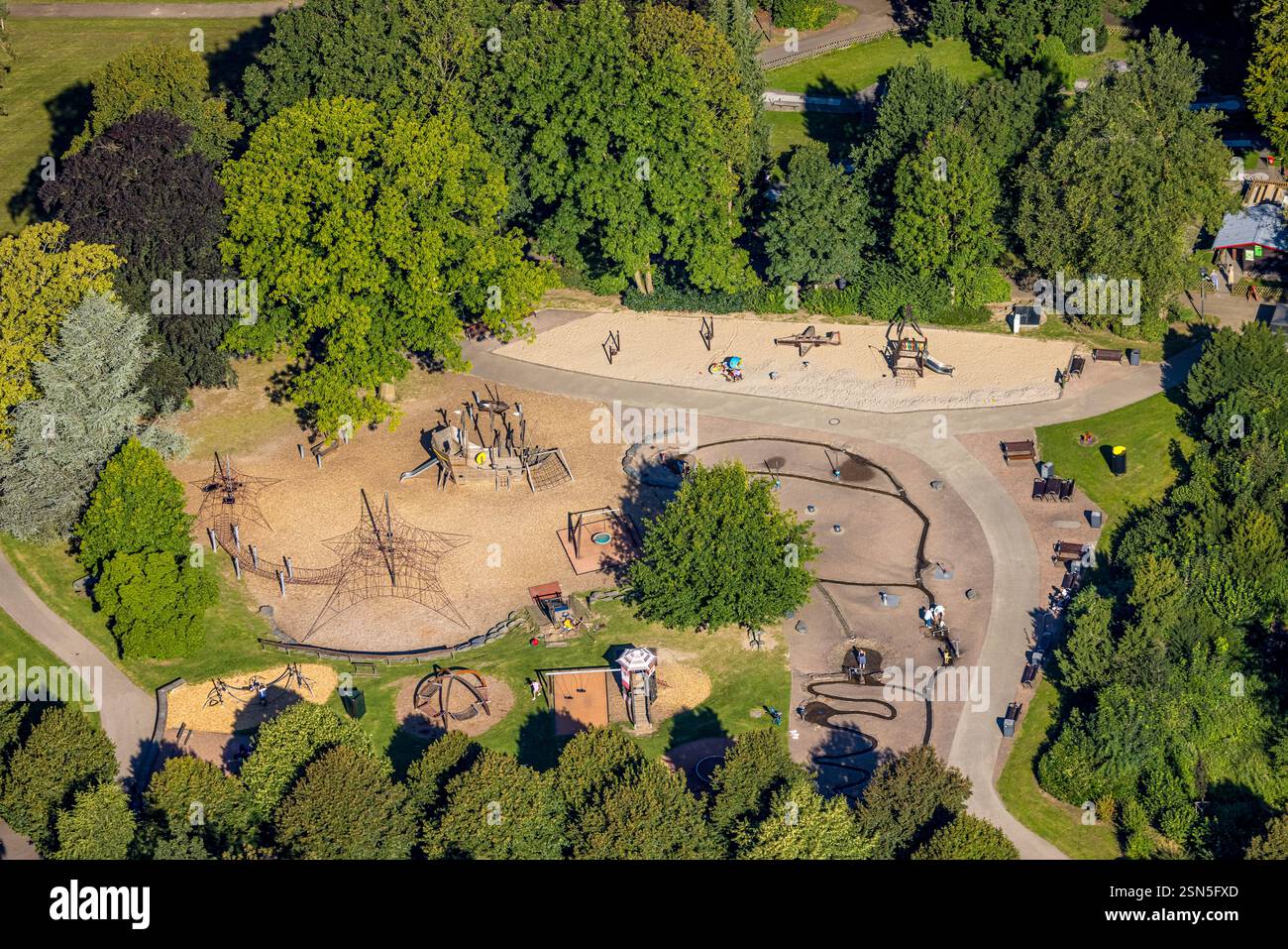 Aerial view, playground in Herminghauspark, Velbert, Ruhr area, North ...