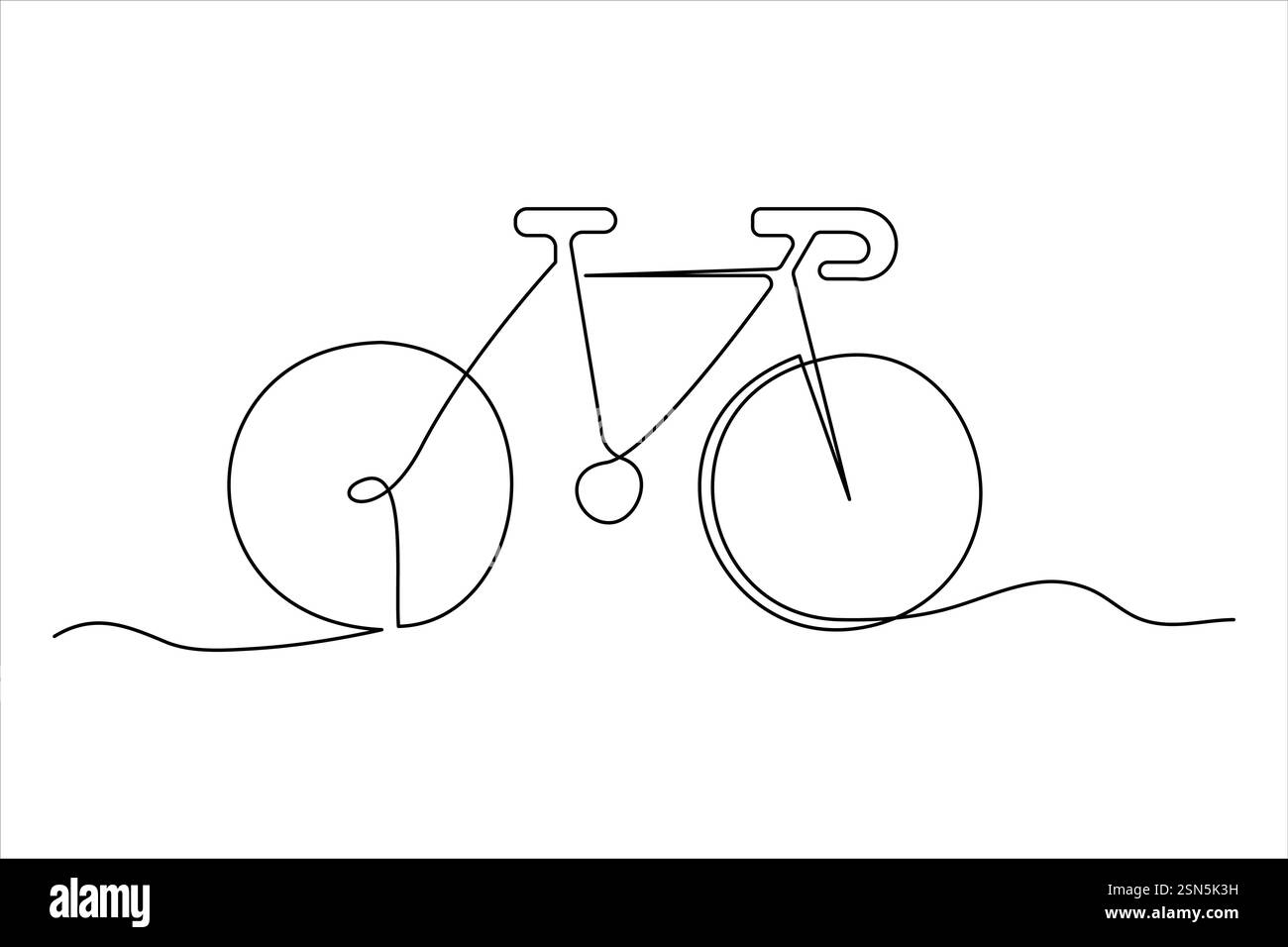 Continuous one line drawing of bicycle outline vector art illustration ...