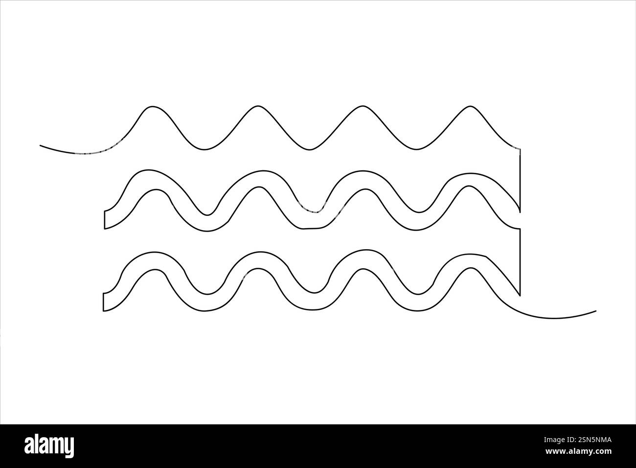 Continuous one line drawing of ocean sea wave outline vector art ...