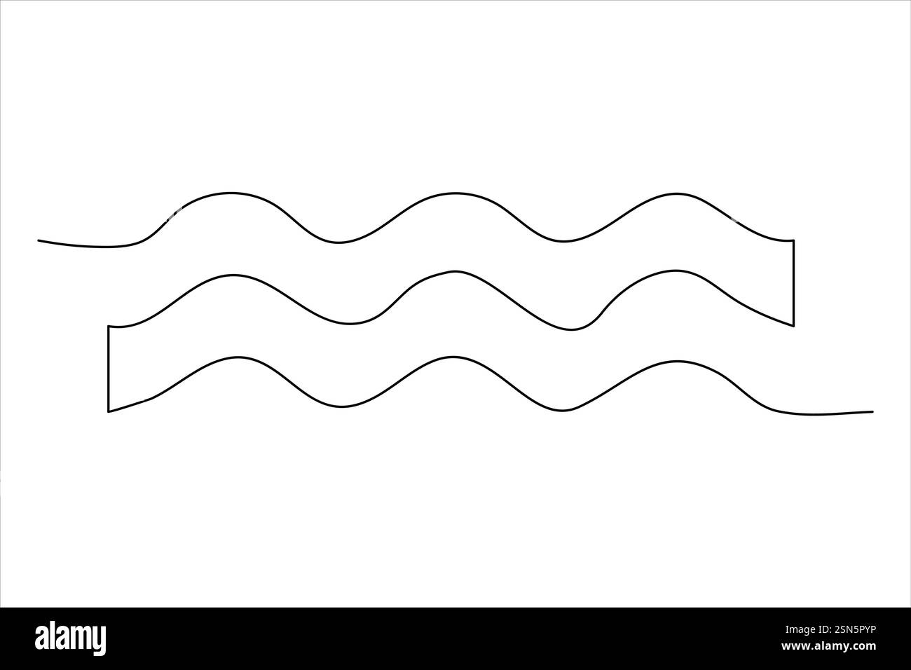 Continuous one line drawing of ocean sea wave outline vector art ...