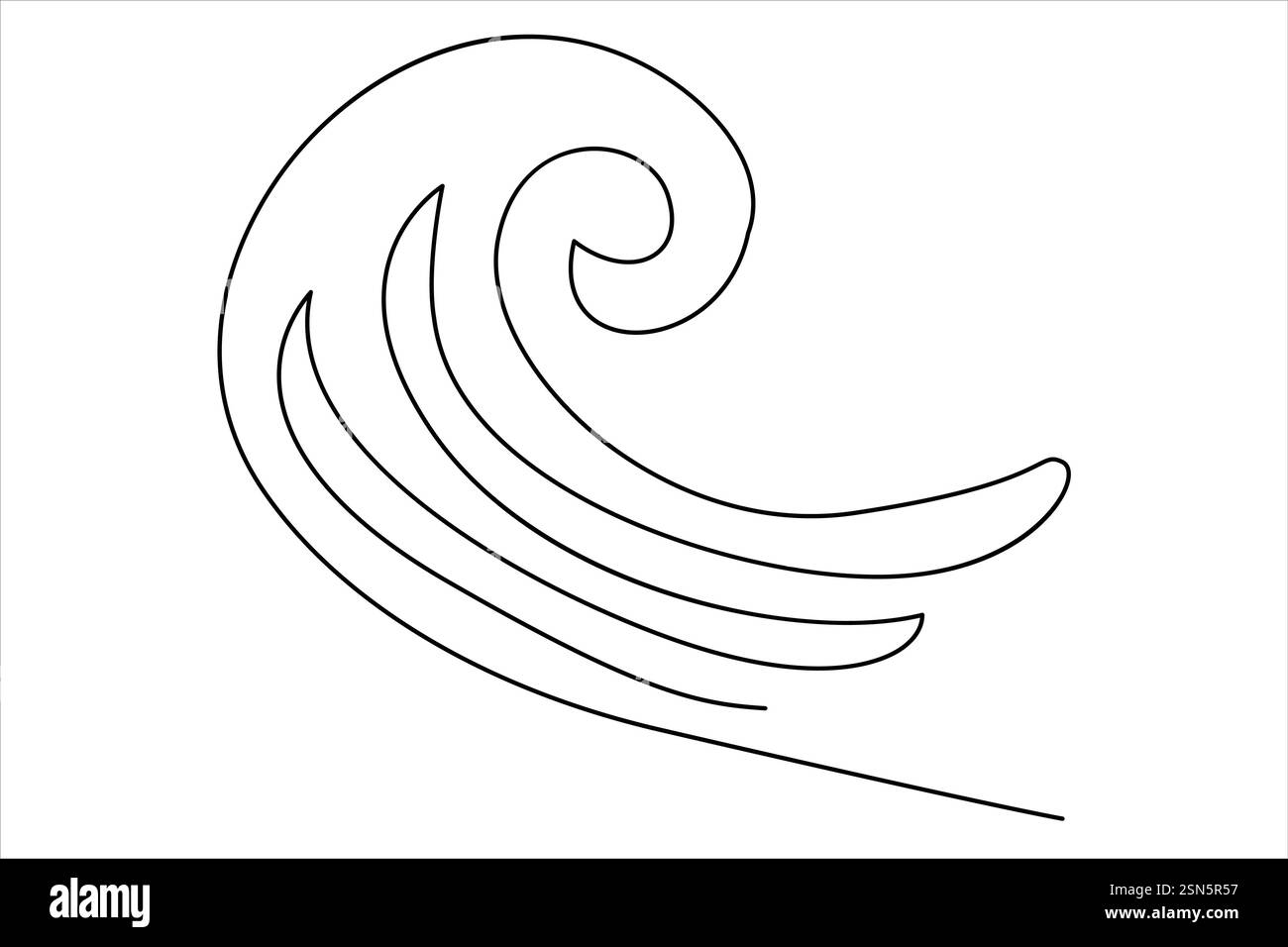Continuous one line drawing of ocean sea wave outline vector art ...
