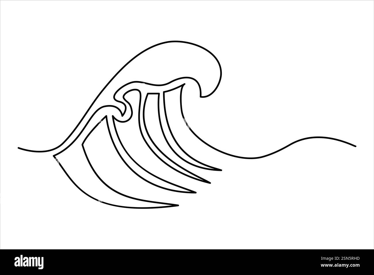 Continuous one line drawing of ocean sea wave outline vector art ...