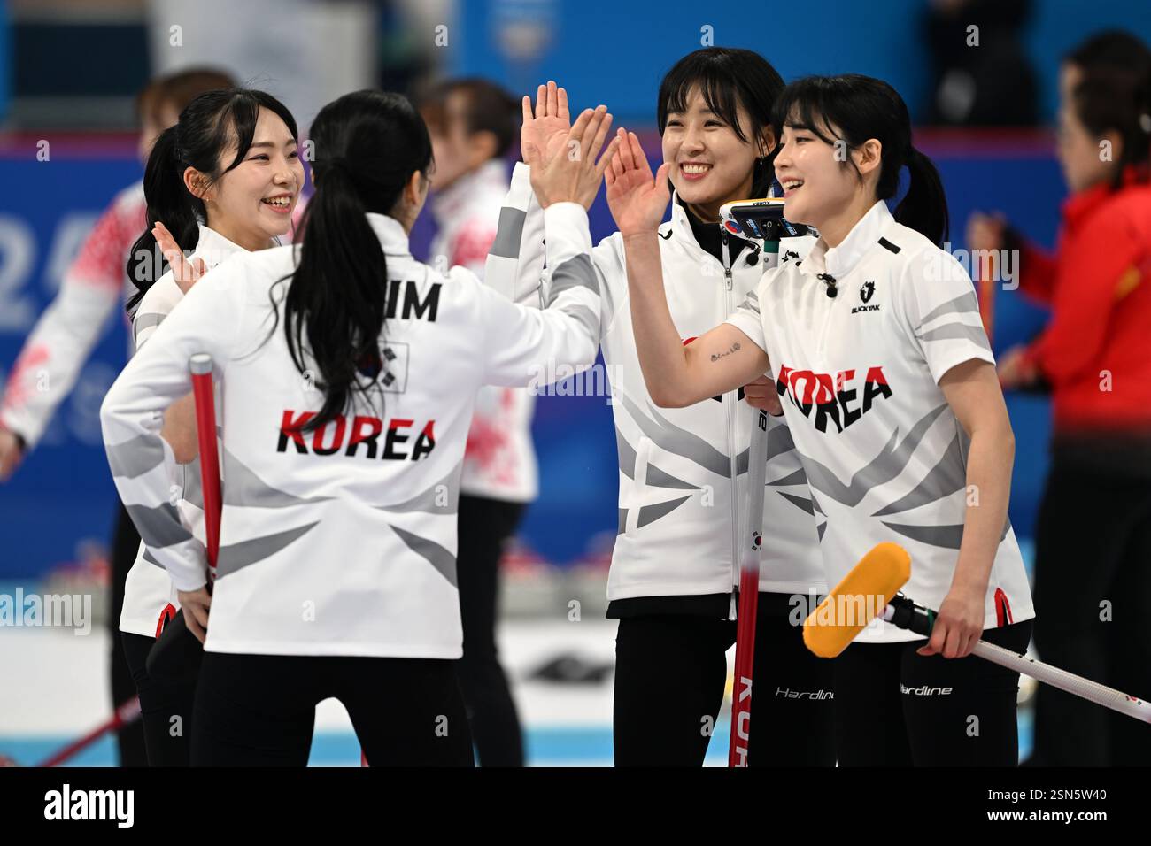 Harbin. 13th Feb, 2025. Kim Suji, Kim Minji, Gim Eunji and Seol Yeeun ...