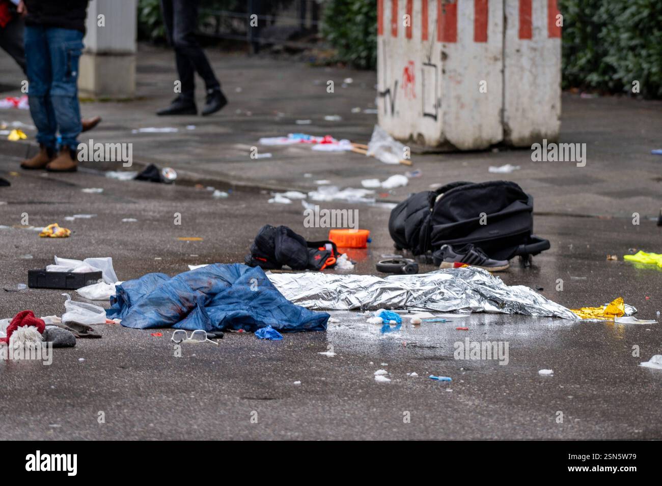 Munich, Bavaria, Germany - February 13, 2025: A car crashes into a crowd at a Verdi ...