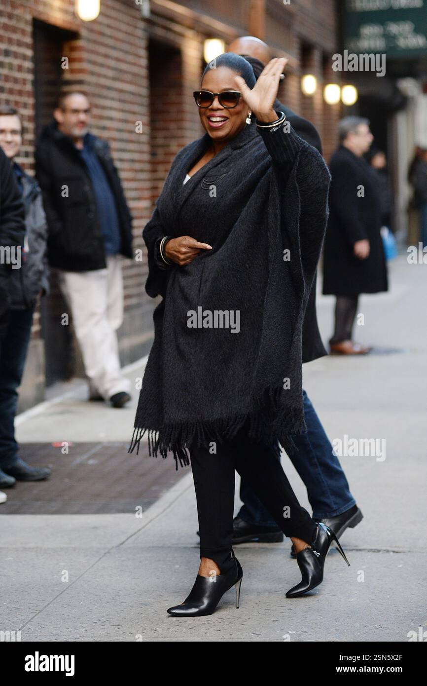 Oprah Winfrey arriving to tape an appearance on 'The Late Show with ...