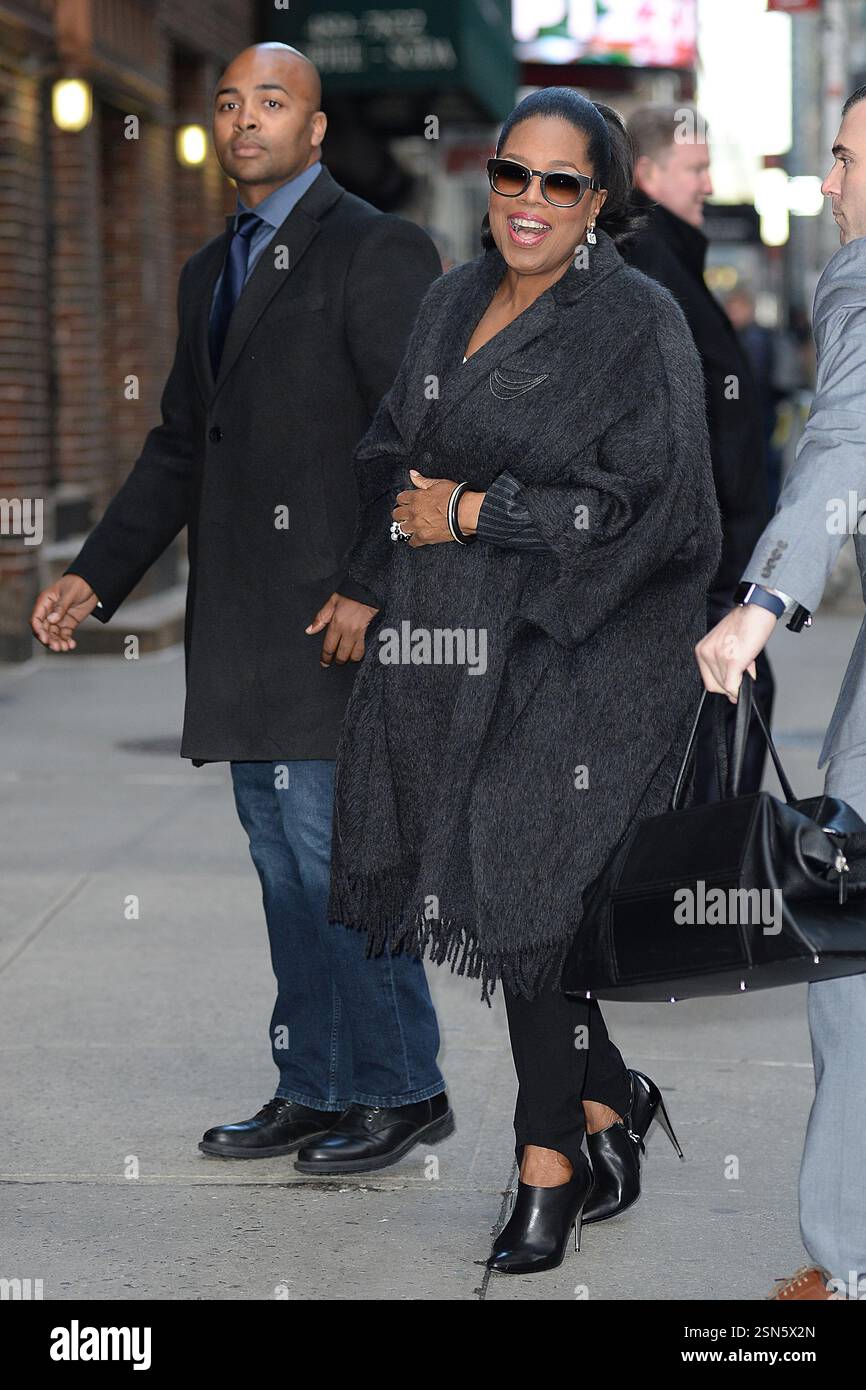 Oprah Winfrey arriving to tape an appearance on 'The Late Show with ...