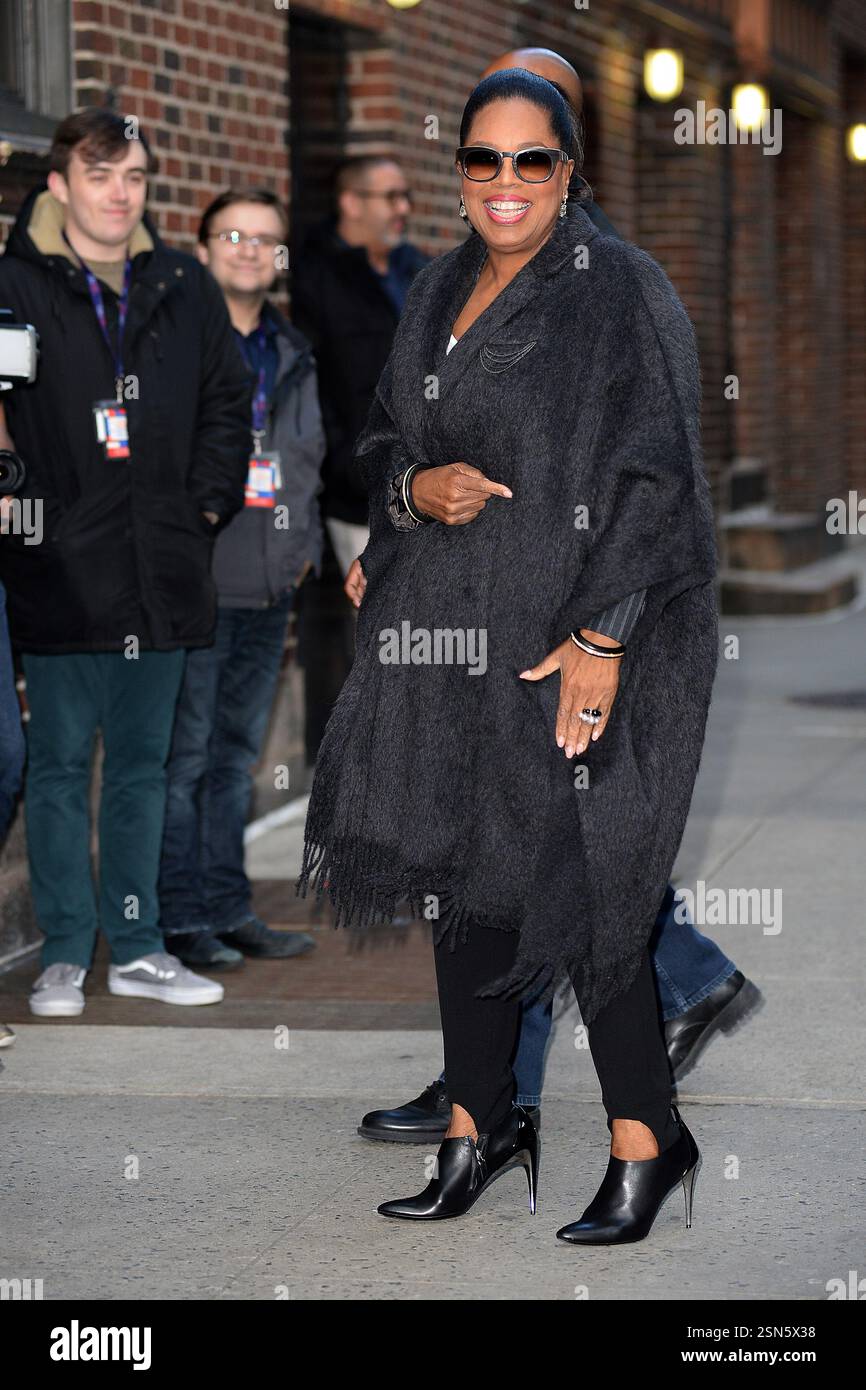 Oprah Winfrey arriving to tape an appearance on 'The Late Show with ...