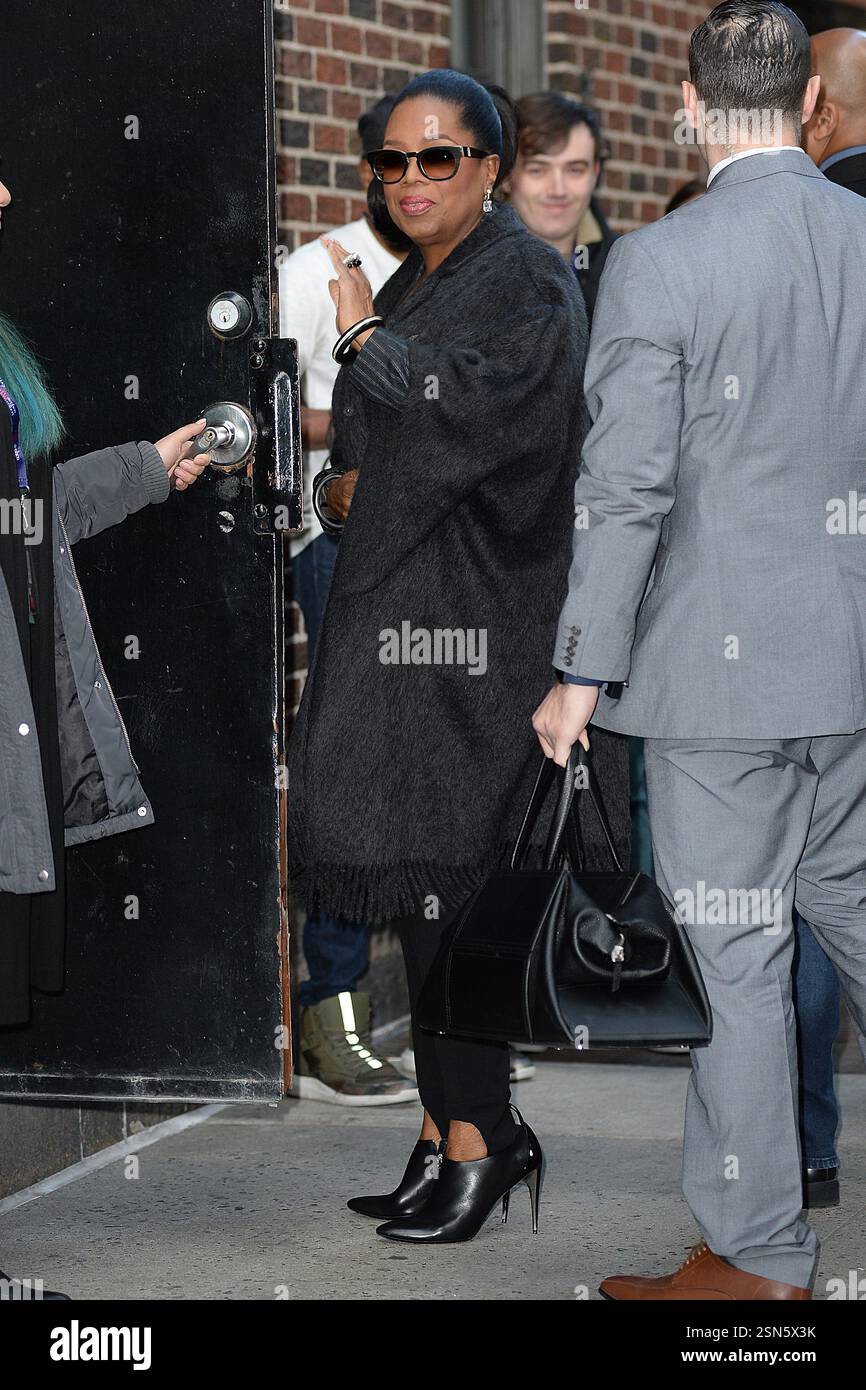Oprah Winfrey arriving to tape an appearance on 'The Late Show with ...