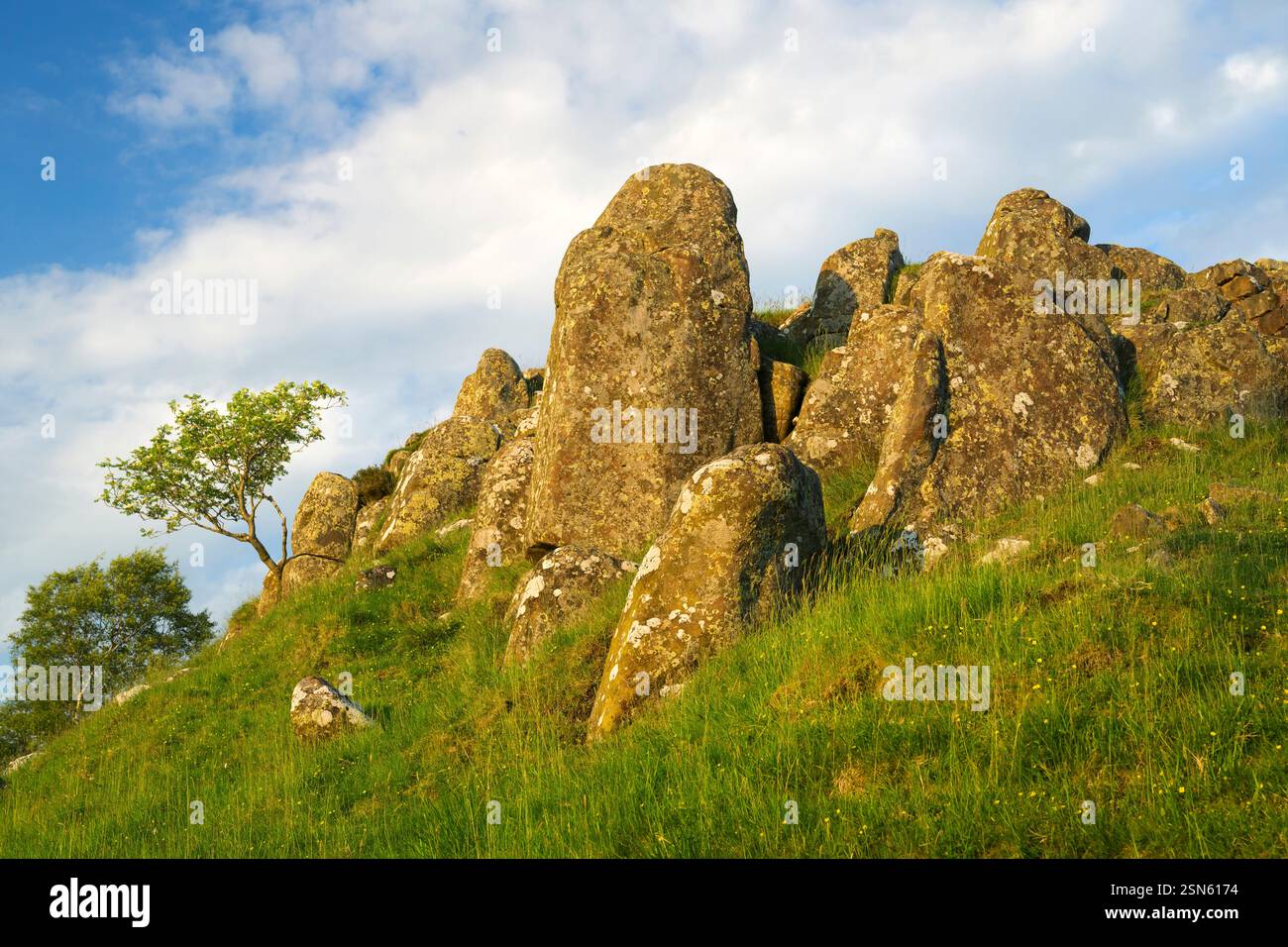 The distinctive dolerite outcrop of Walltown Crags near Greenhead in ...