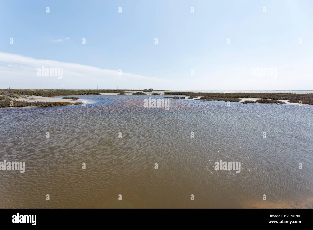 Wind creating some patterns on a basin in the Camargue, France Stock ...