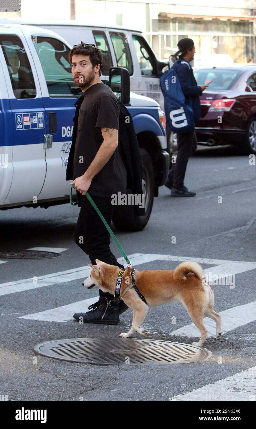 Actor and director Jacob Hoffman walks his dog in Greenwich Village on ...