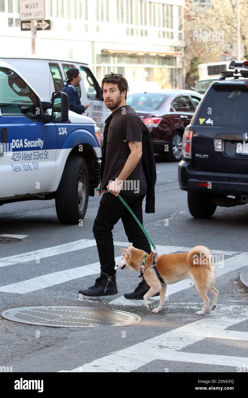 Actor and director Jacob Hoffman walks his dog in Greenwich Village on ...