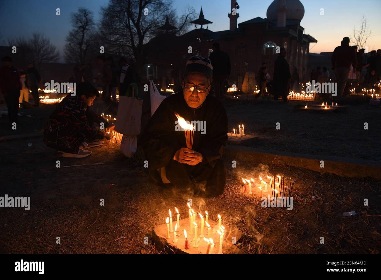 Srinagar, Jammu And Kashmir, India. 13th Feb, 2025. Shia Muslims light ...
