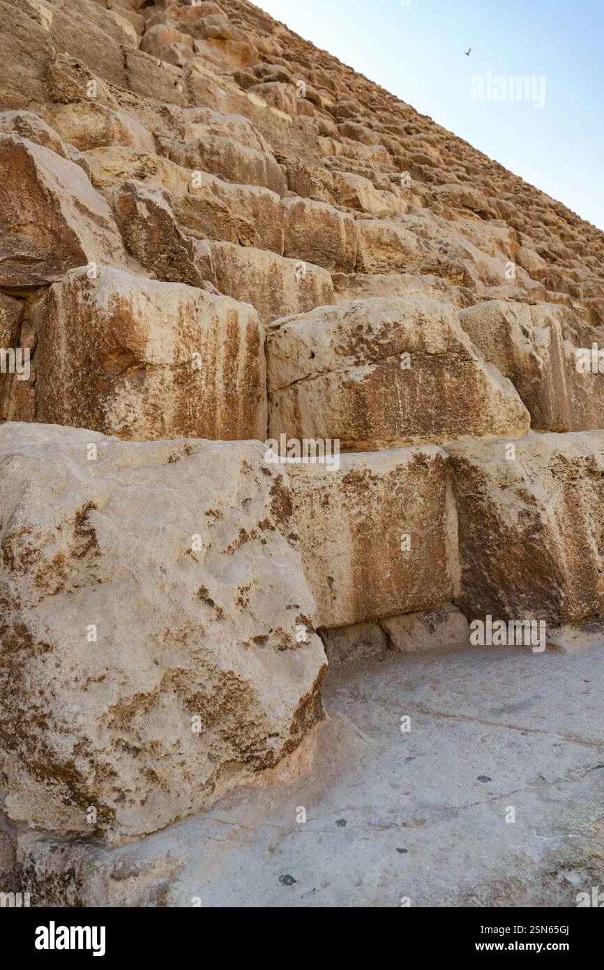 Exploring the ancient stone steps of the Great Pyramid near Giza under ...