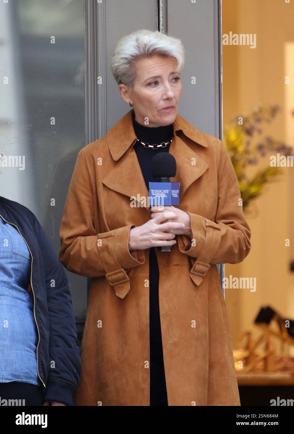 Actress Emma Thompson (R) was on the set of the new movie 'Late Night ...