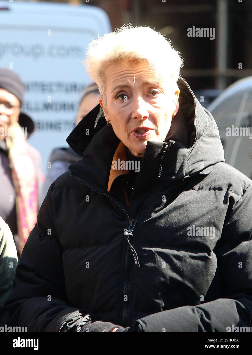 Actress Emma Thompson (R) was on the set of the new movie 'Late Night ...