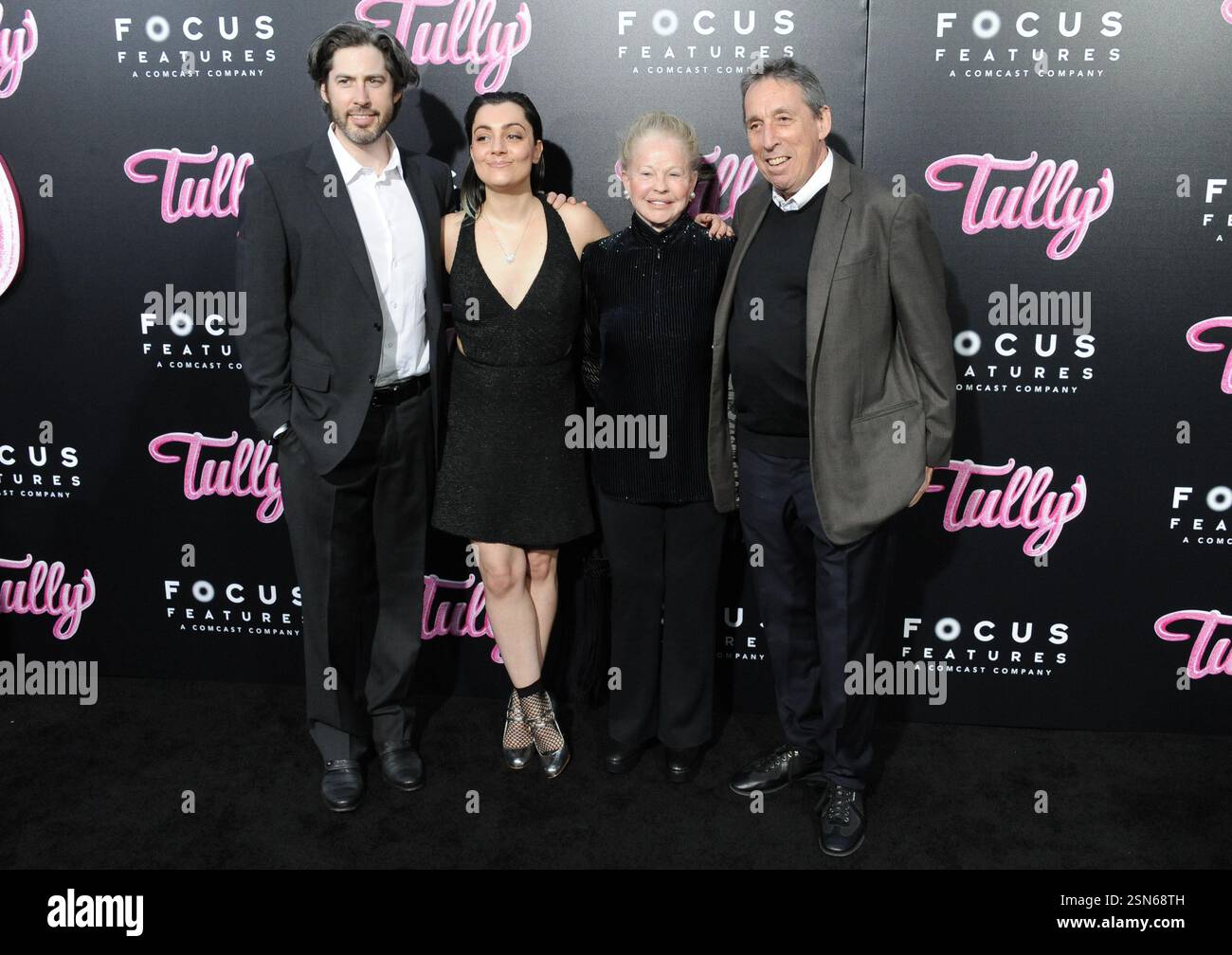 (L-R) Jason Reitman, Guest, Geneviève Robert and Ivan Reitman arriving ...