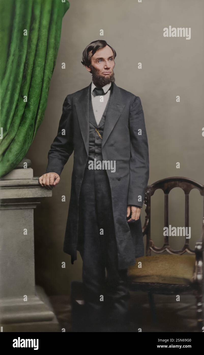 A near full-length albumen print carte-de-visite of Lincoln taken by Thomas Le Mere at Brady’s ...