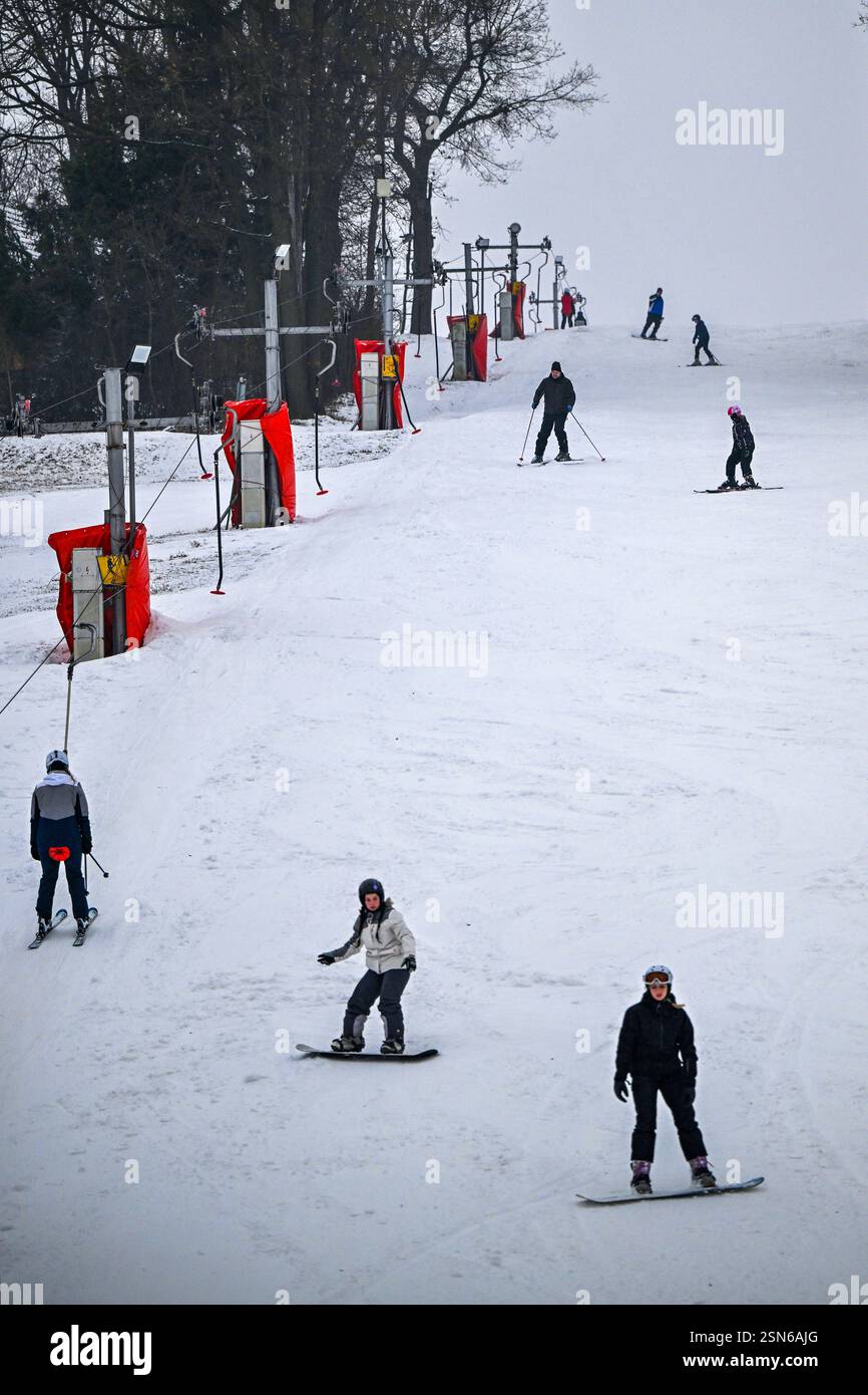 Nemcicky, Czech Republic. 13th Feb, 2025. Skiers enjoy skiing in the ...