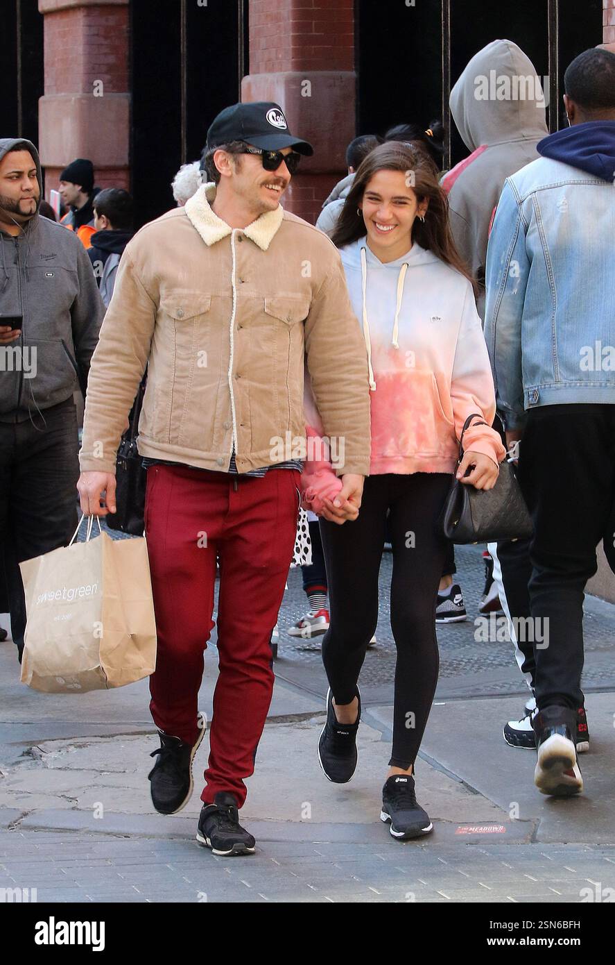Actor James Franco walks in Soho with his girlfriend, student Isabel ...