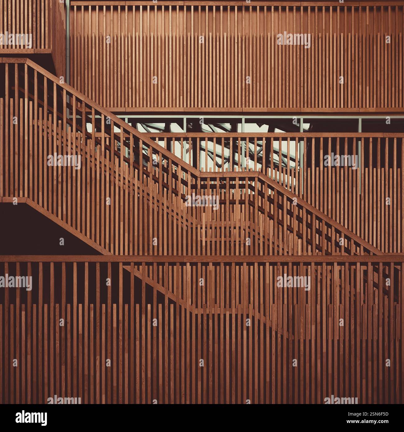 Brussels, Belgium, February 9th 2025: Staircase enclosed by vertical ...