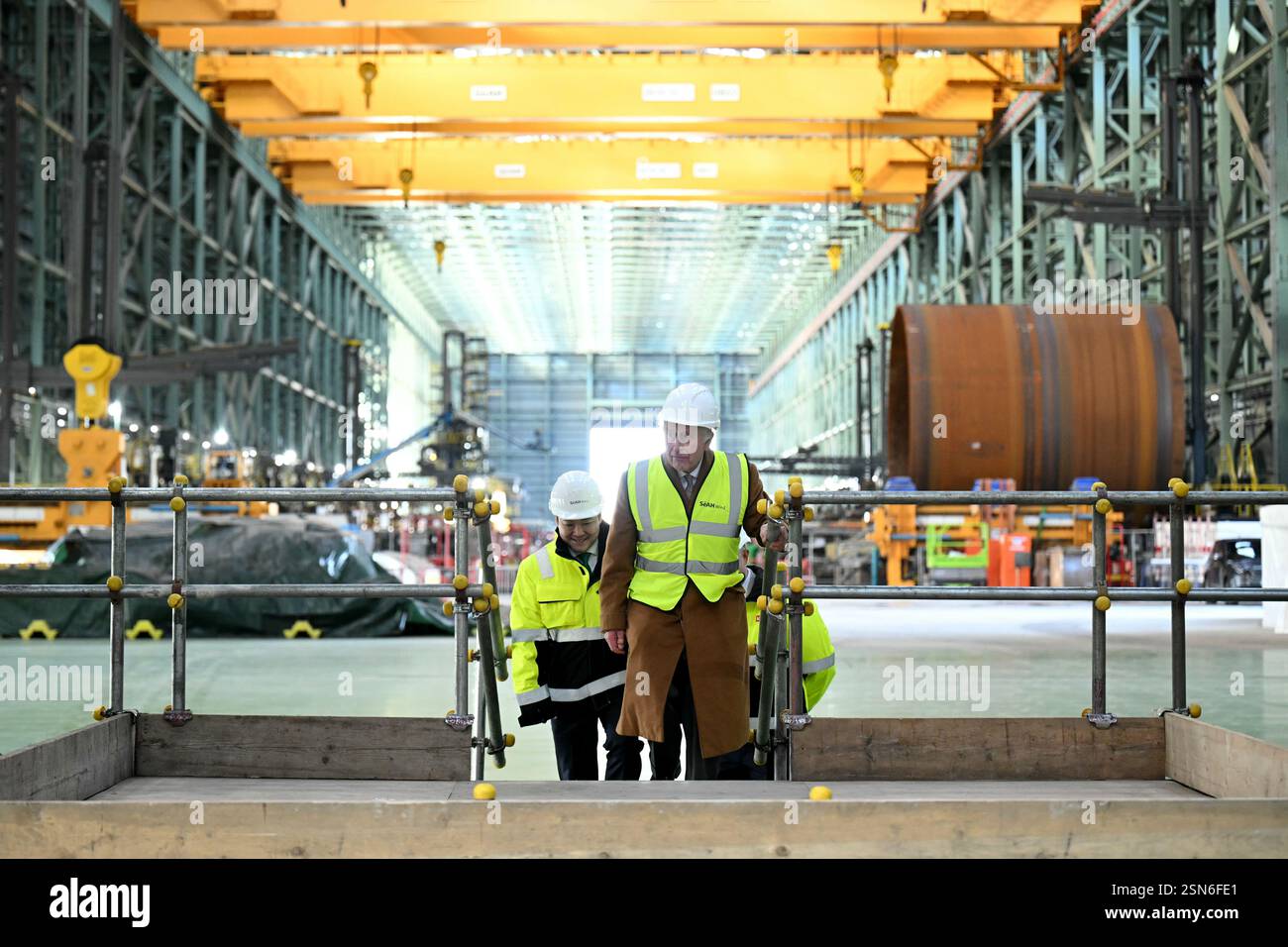 King Charles III during a visit to SeAH Wind's XXXL offshore turbine ...