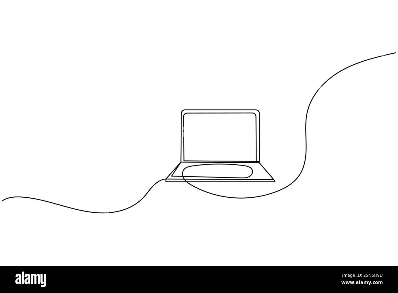 Laptop computer continuous one line drawing and minimalist style ...