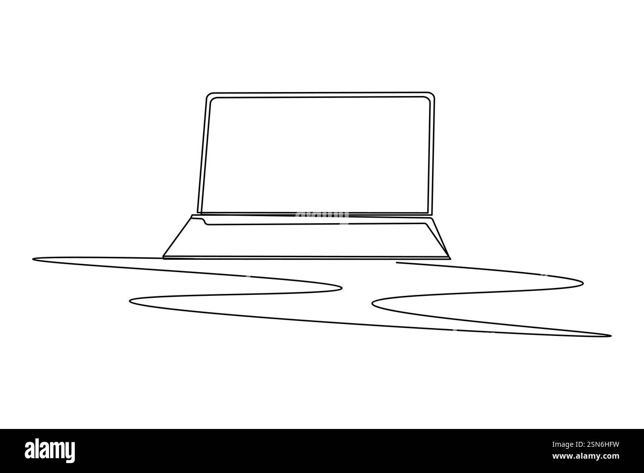 Laptop computer continuous one line drawing and minimalist style ...