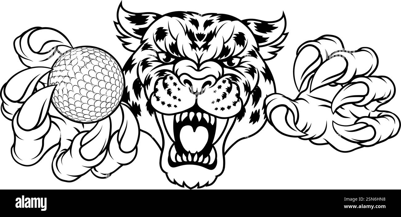 Jaguar Leopard Cheetah Panther Golf Ball Mascot Stock Vector Image ...