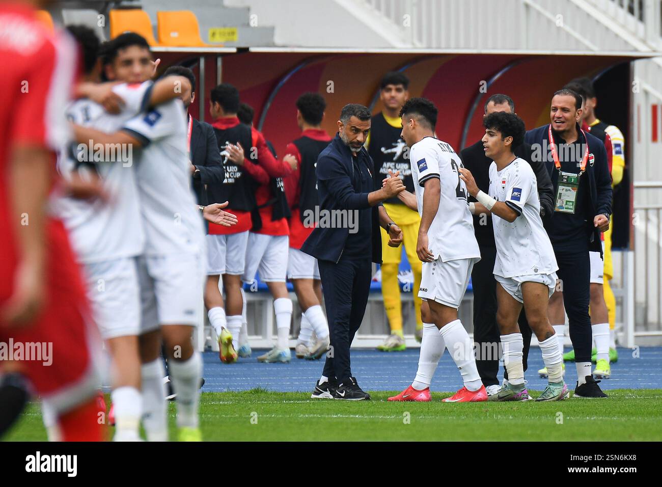 Shenzhen, China. 13 February, 2025. Emad Mohammed coach of Iraq during the AFC U20 Asian Cup ...