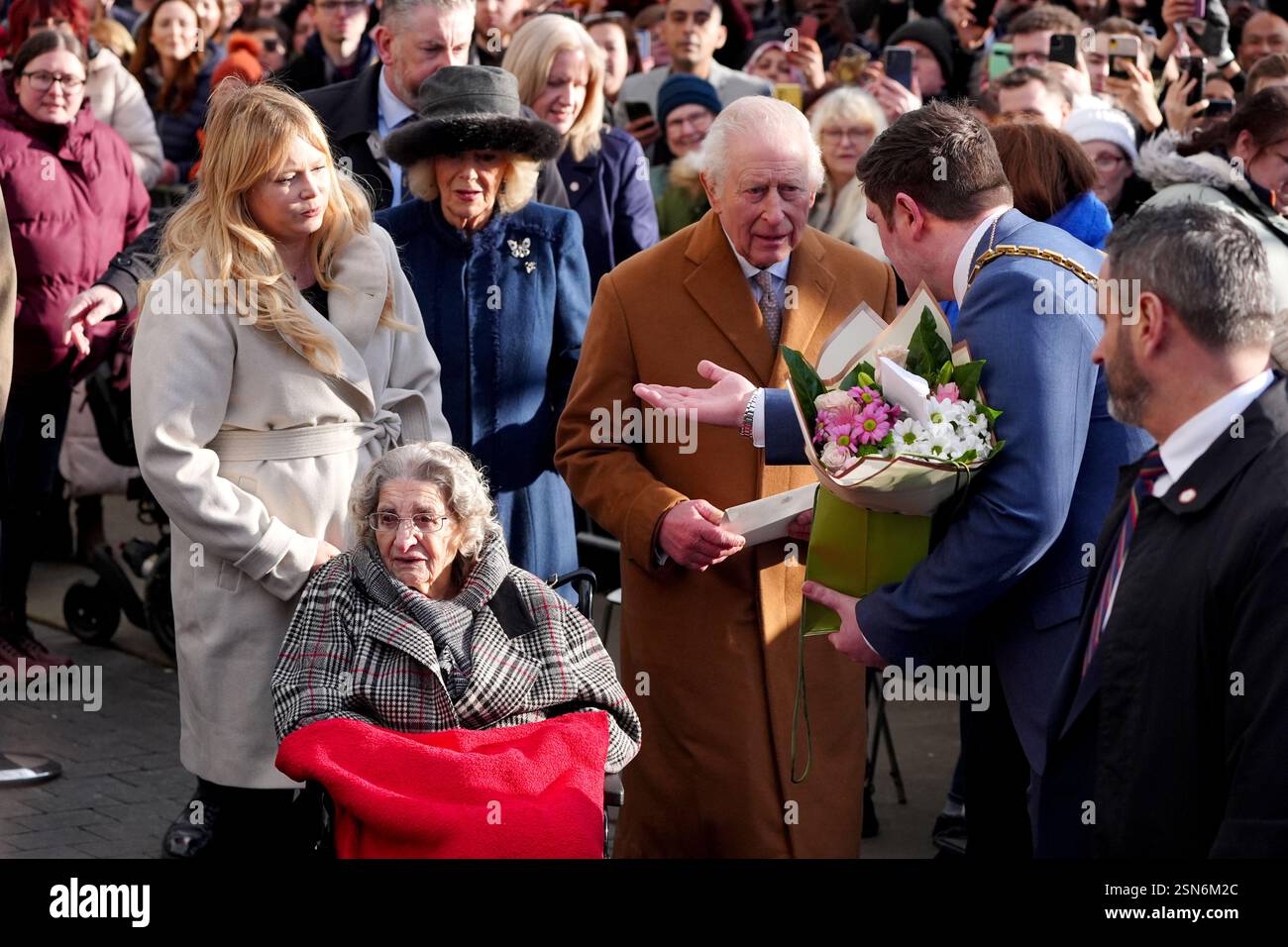 King Charles III meets members of the public and local dignitaries as ...