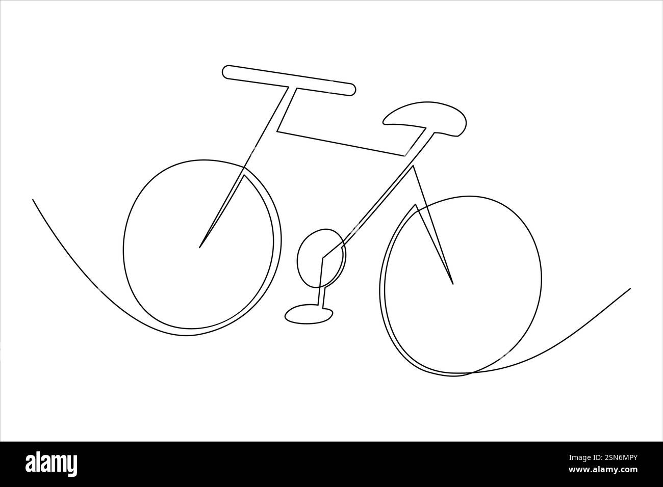 Continuous one line bicycle outline on a white background vector art ...