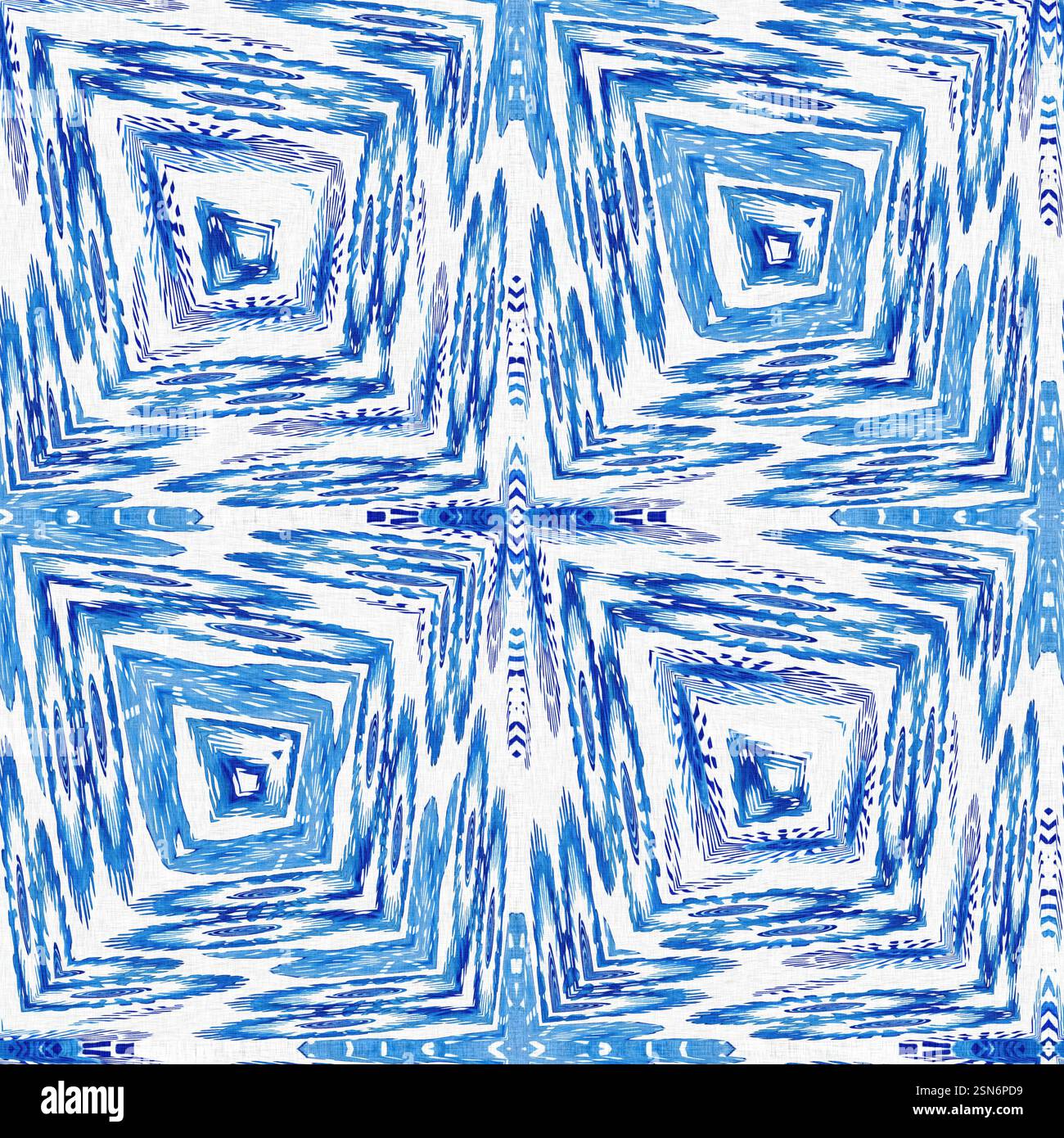 Geometric indigo shape seamless pattern. Irregular hand drawn batik ...