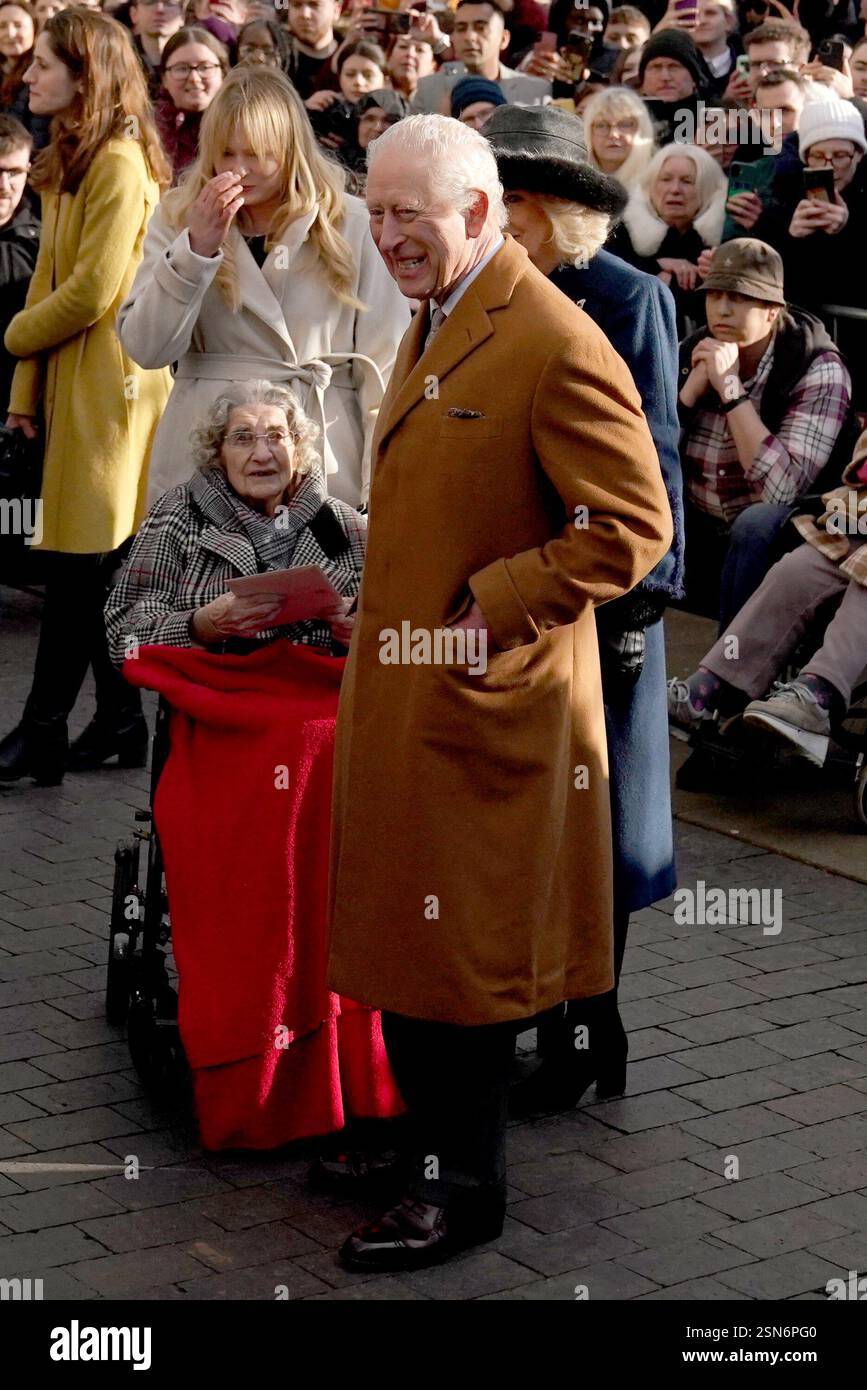 King Charles III meets members of the public and local dignitaries as ...