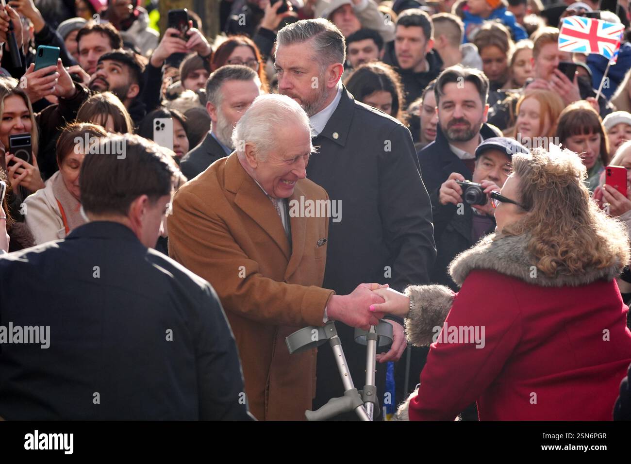 King Charles III meets members of the public and local dignitaries as ...