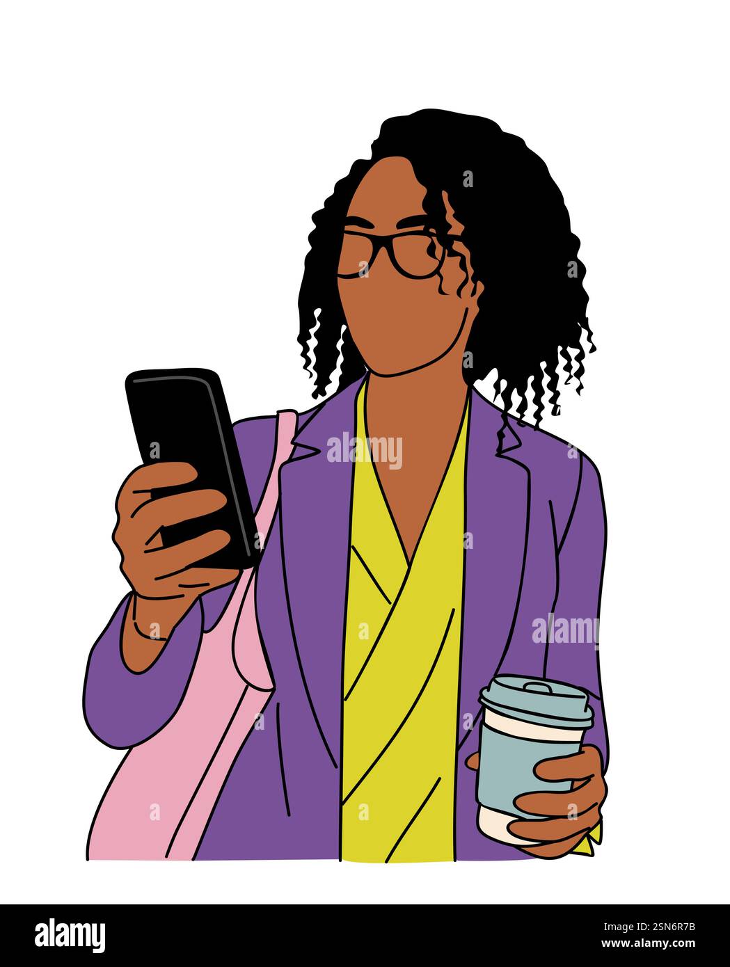 Young women using phone Stock Vector Images - Alamy