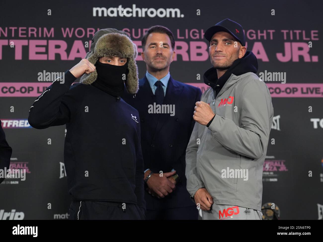 Reece Bellotti (left) and Michael Gomez Jr face off with promotor Eddie ...