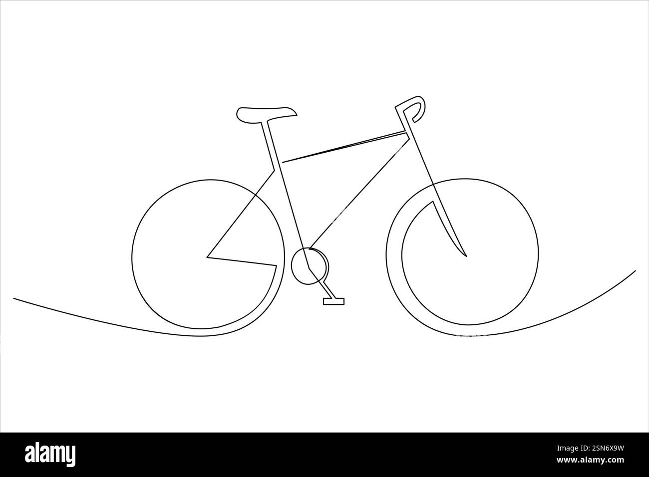 Continuous one line drawing of bicycle outline vector art illustration ...