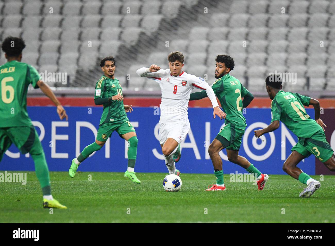 Shenzhen, China. 13 February, 2025. Odeh Al-Fakhouri #9 of Jordan ...