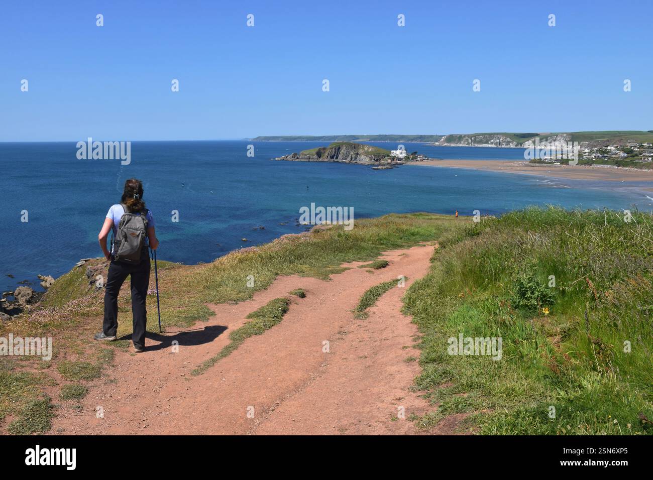 View of Burgh Island, South West Coast Path, Devon Stock Photo - Alamy