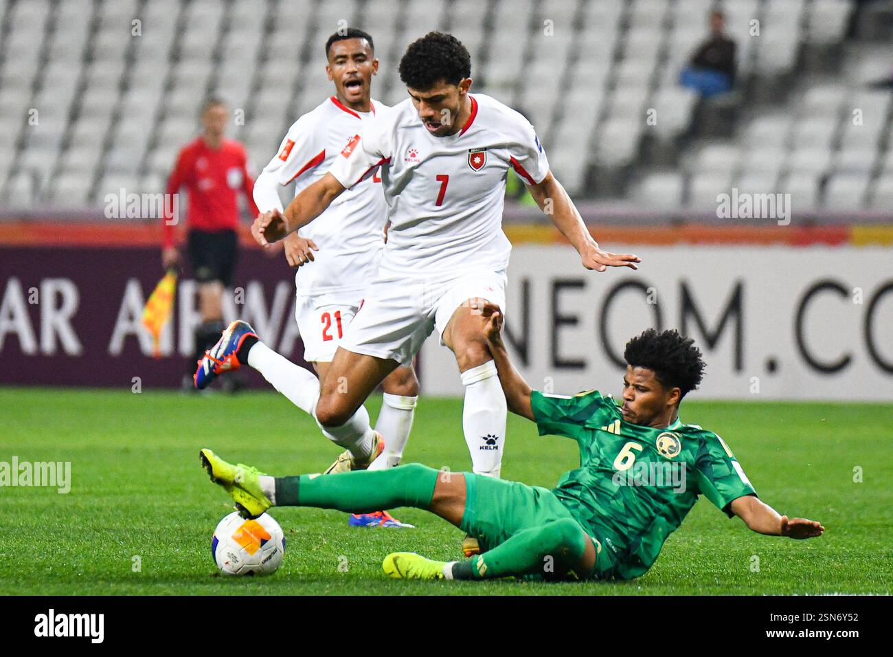 Shenzhen, China. 13 February, 2025. Ibrahim Sabra #7 of Jordan during ...