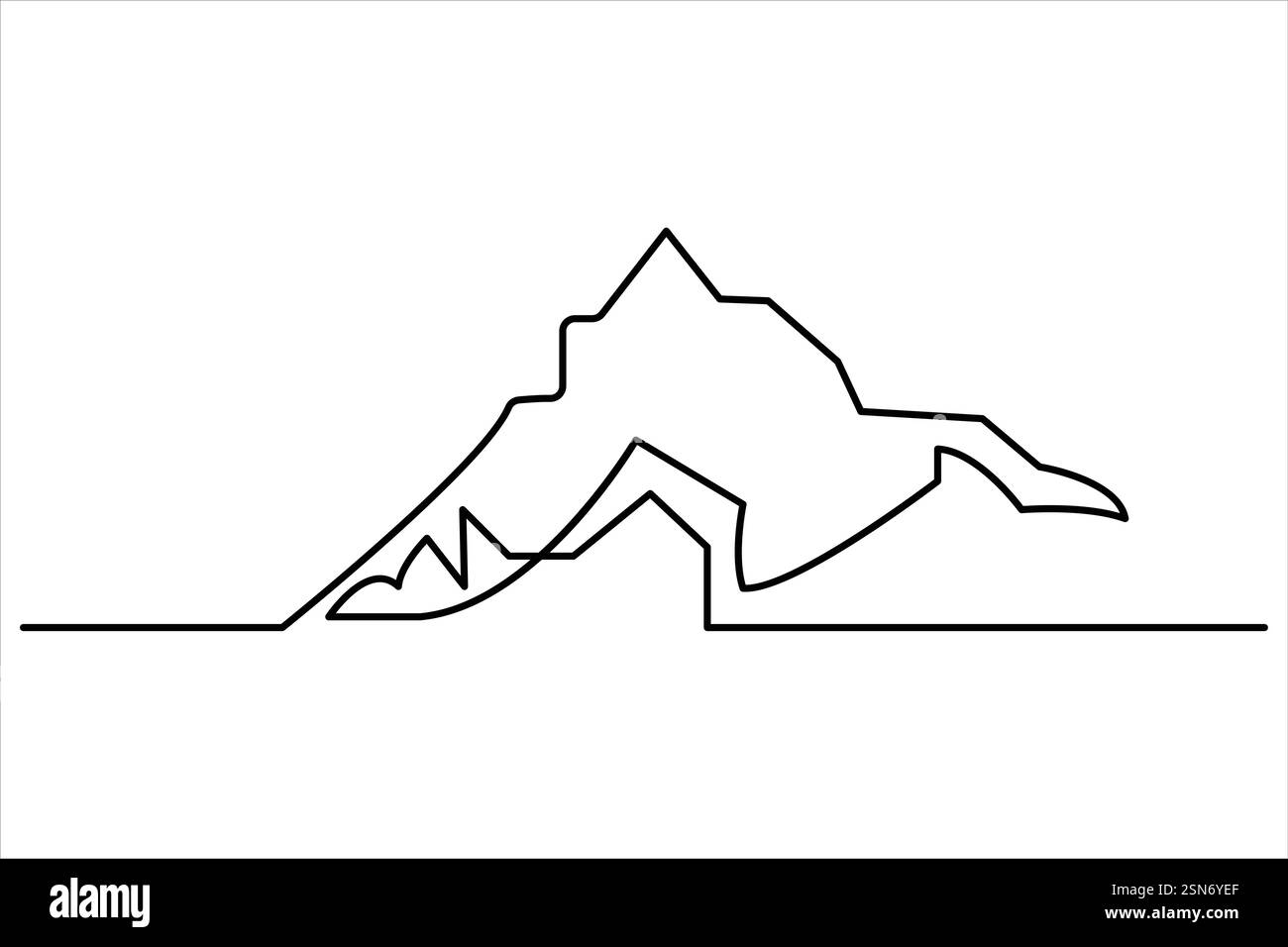 Continuous one line mountain range landscape outline vector art ...