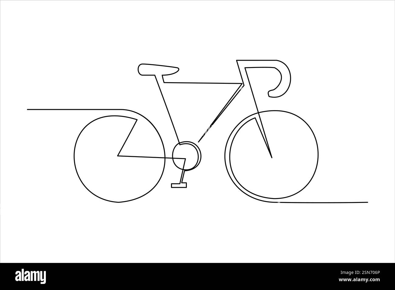 Continuous one line drawing of bicycle outline vector art illustration ...
