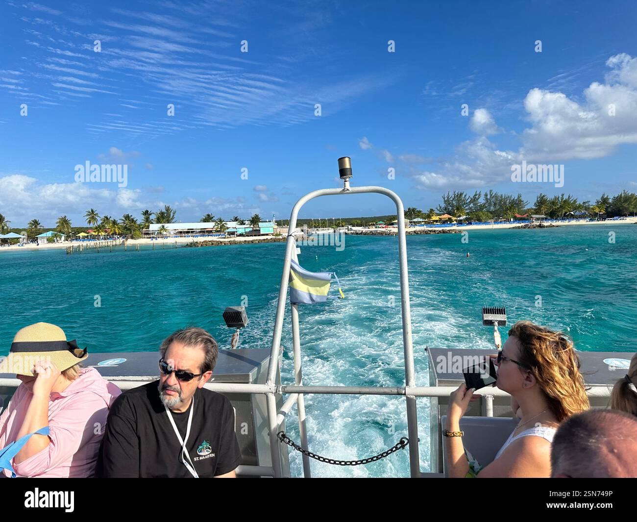 People on tender boat traveling from Princes Cays back to the Enchanted ...