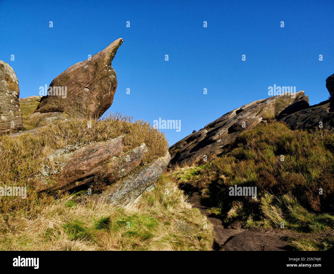 the Finger Stone on Ramshaw Rocks below Axe Edge in the Staffordshire ...