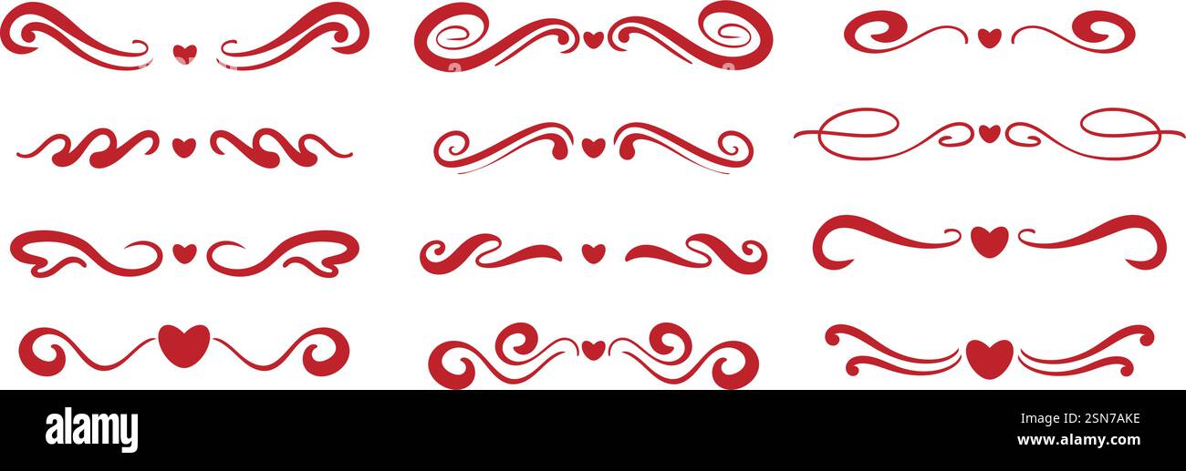 Text divider with heart romantic set Stock Vector Image & Art - Alamy