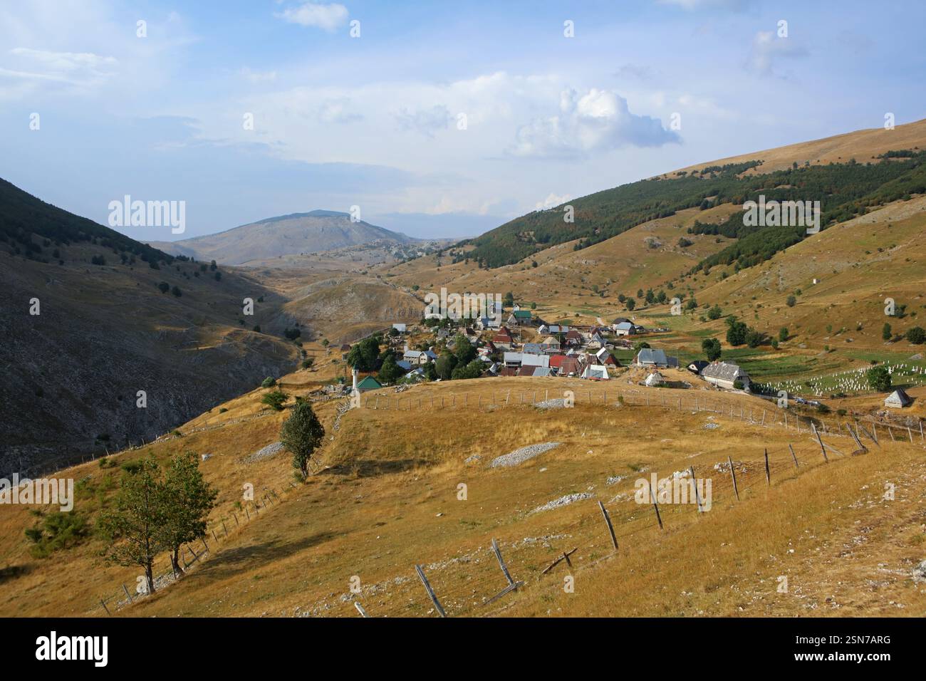 Landscape of Lukomir village - the highest village in Bosna and Herzegovina in Dinaric Alps ...