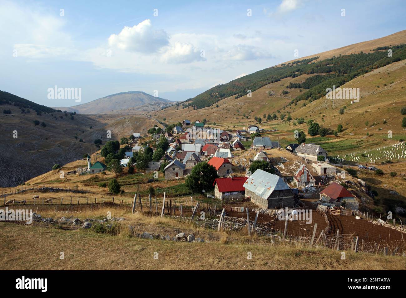 Landscape of Lukomir village - the highest village in Bosna and ...